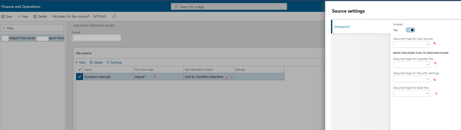 Destinations and Sources in Electronic Reporting – Dynamics Manuals